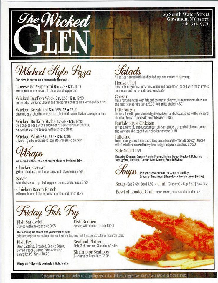 Menu at GoWanda Brewing at The Wicked Glen pub & bar, Gowanda