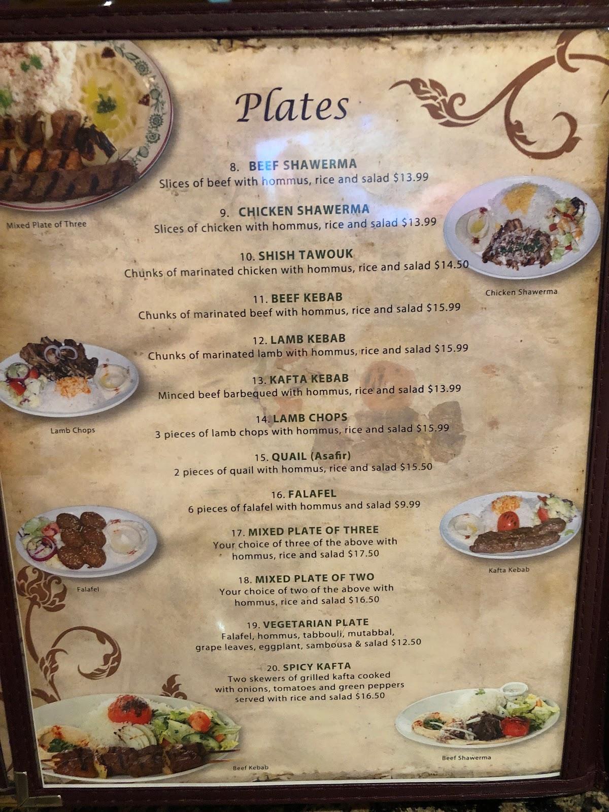 Menu at Mr. Kebab restaurant, Redlands
