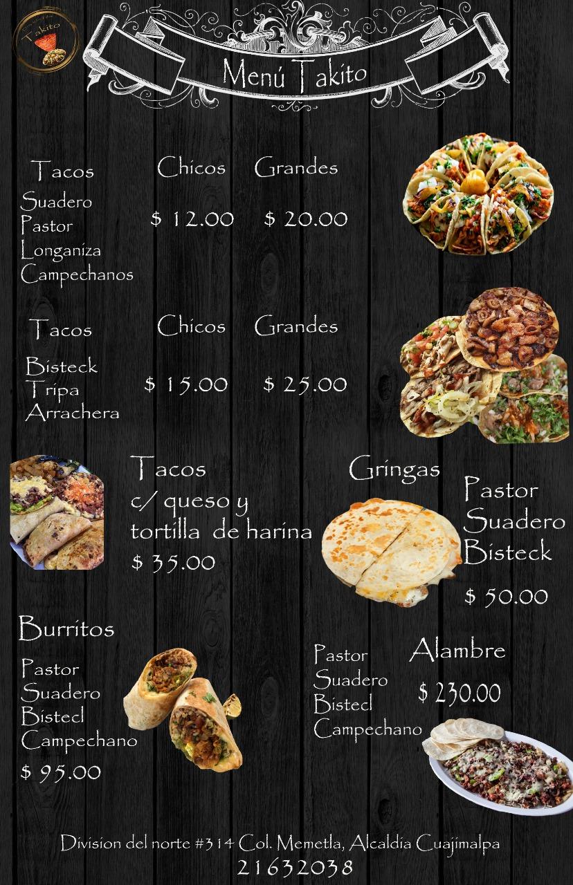 Menu at Comida Corrida Y Tacos Doña Mago restaurant, Ciudad López Mateos