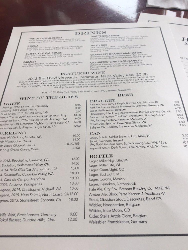 Menu at Harbor House restaurant, Milwaukee