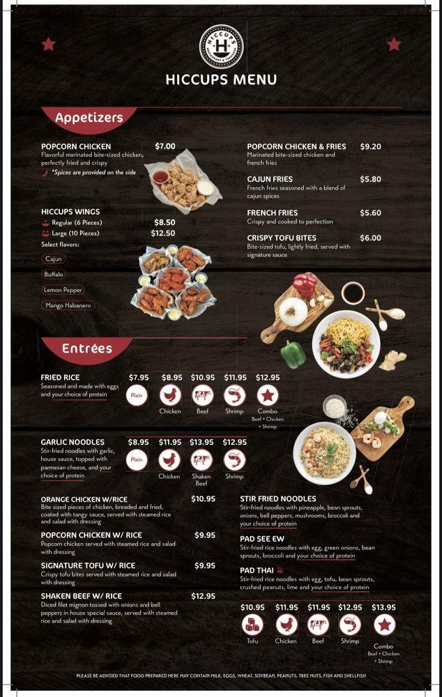 Menu at Hiccups & Churroholic Memorial fast food, Houston