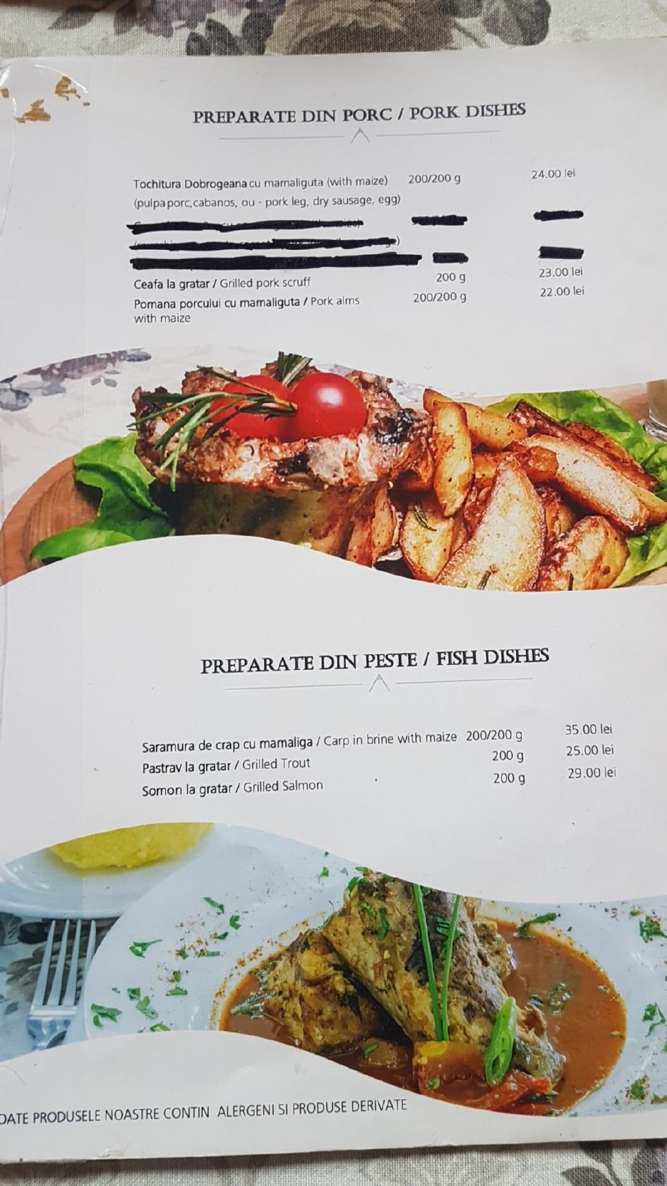 Menu at Klass, Predeal