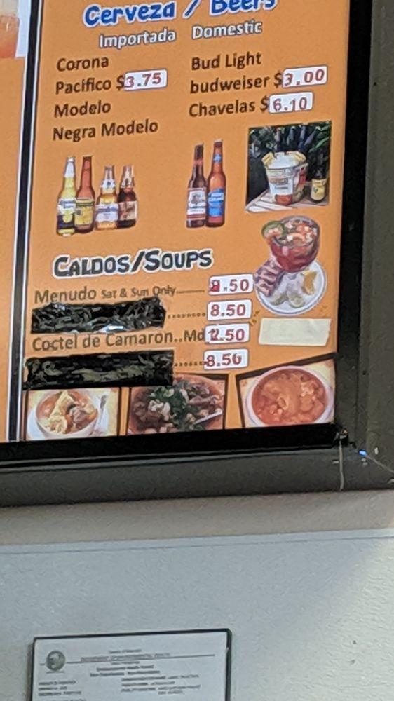 Menu at La Paloma Mexican Food restaurant, Indio
