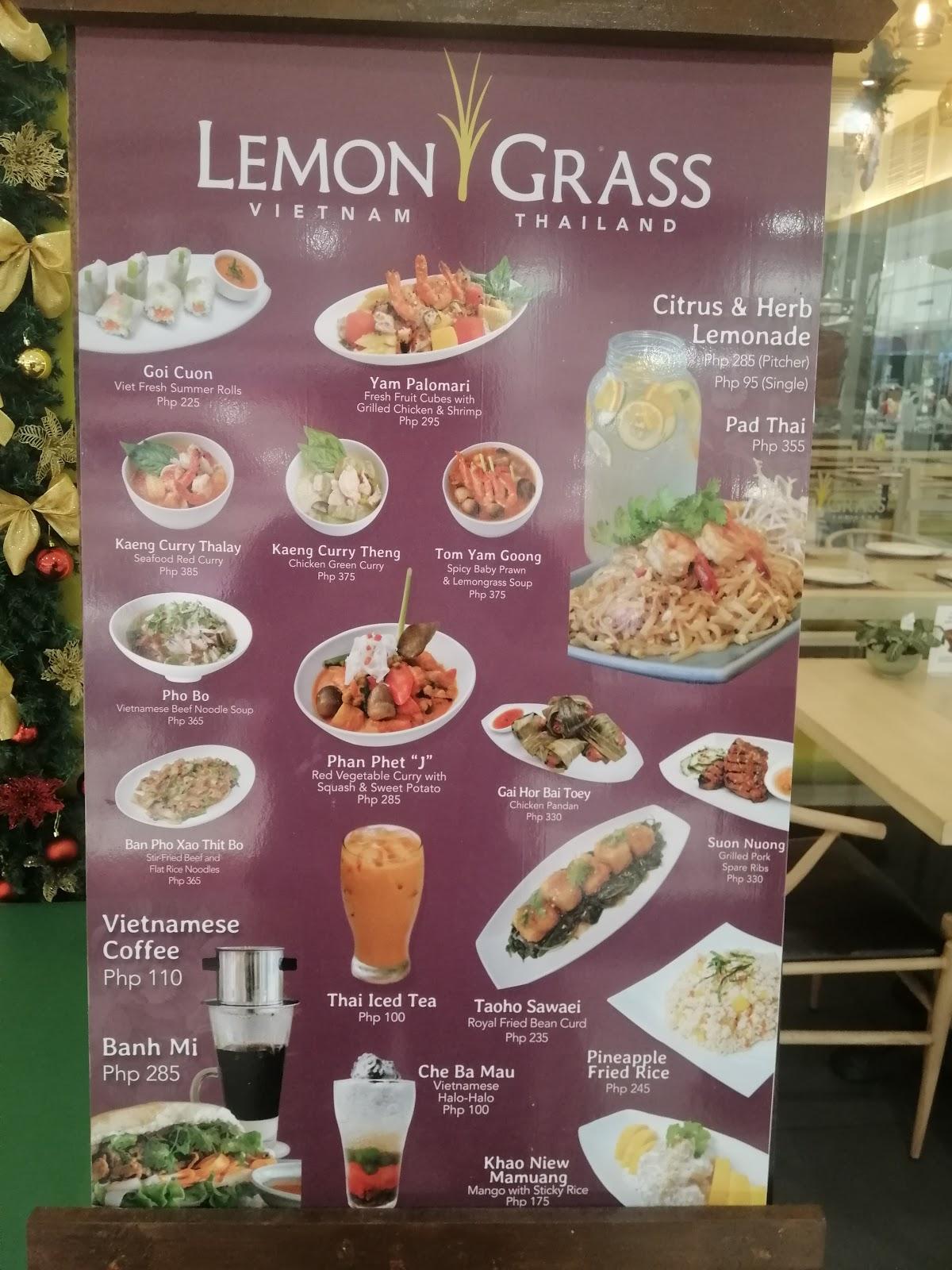 Menu at Lemon Grass Restaurant, Bacolod