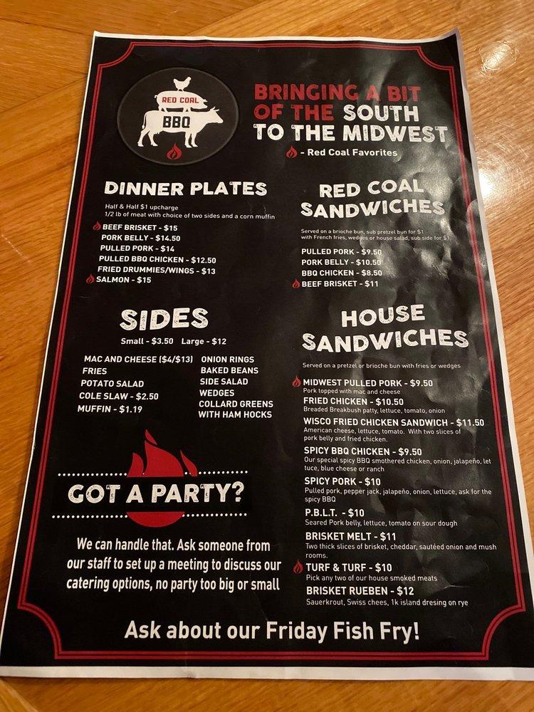 Menu at Red Coal BBQ, Eau Claire, Mall Drive