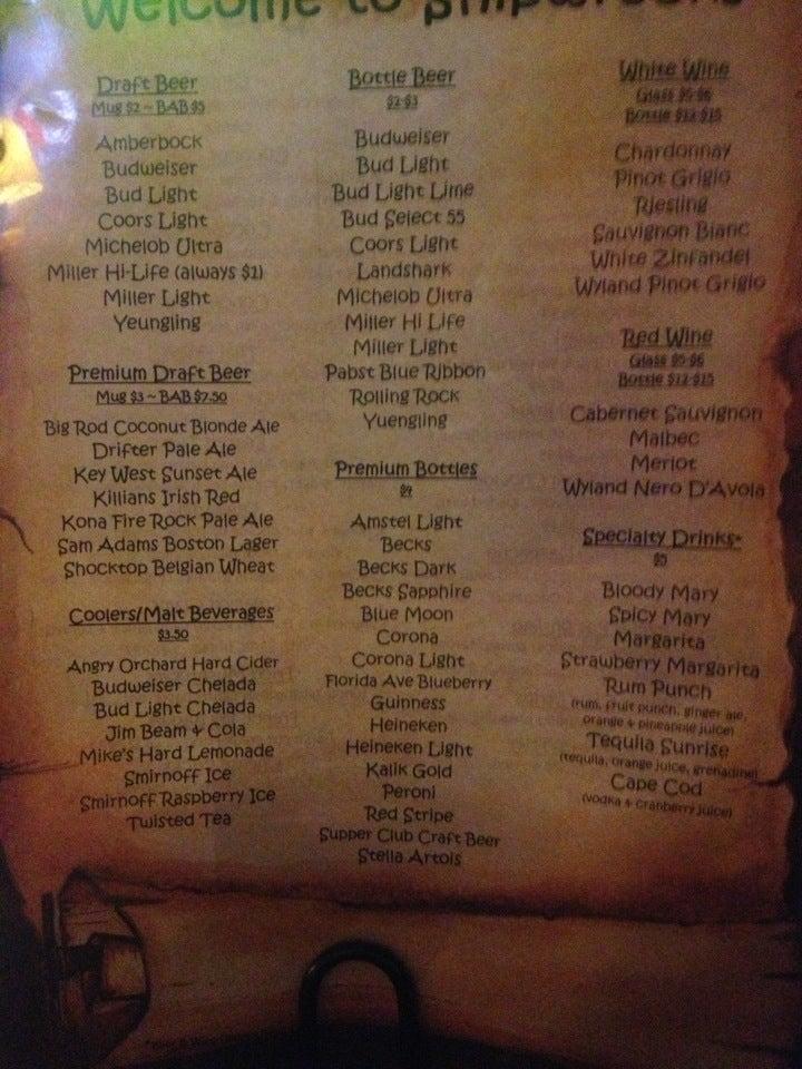 Menu at Shipwrecks Bar & Grill, Key Largo