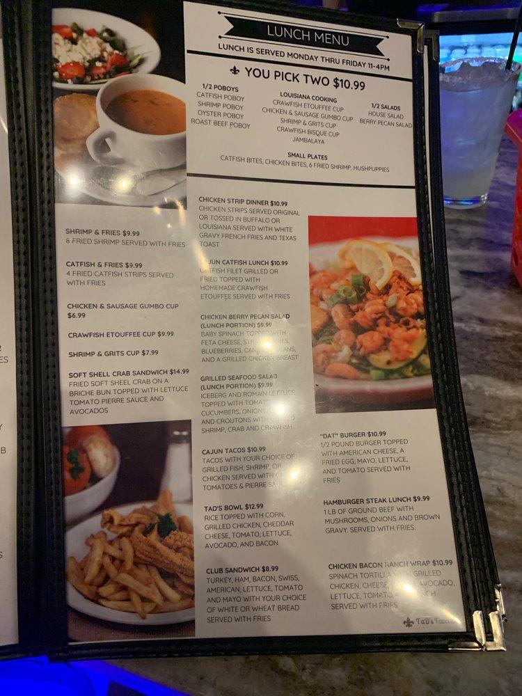 Menu at TaD's Louisiana Cooking- Katy pub & bar, Katy