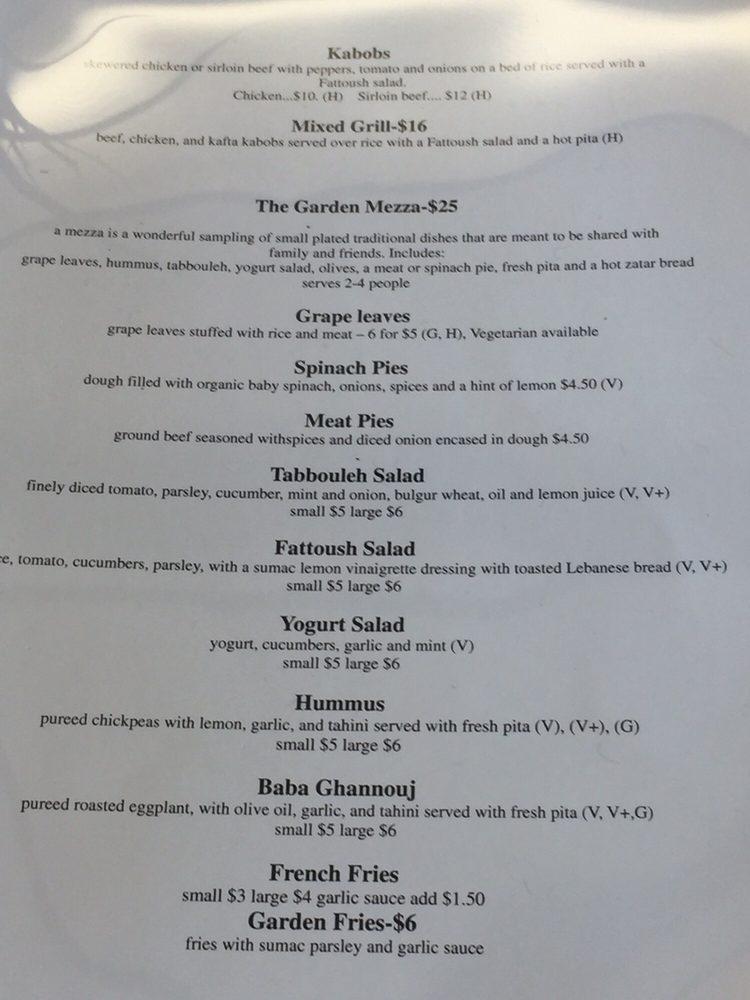 Menu at The Garden Restaurant, Scranton