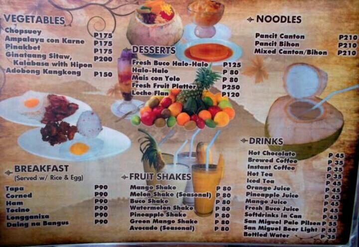 Menu at IKABUD restaurant, Tarlac City