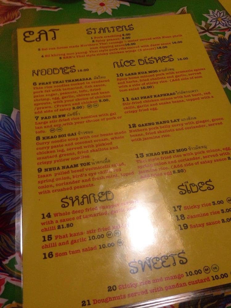 Menu at Kiss Kiss cafe, Auckland