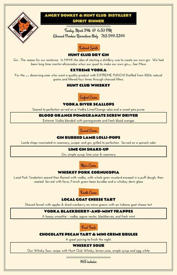 Menu at Angry Donkey pub & bar, Michigantown