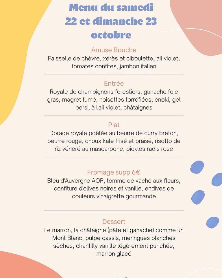Menu au LE CONCEPT restaurant, Cigogné