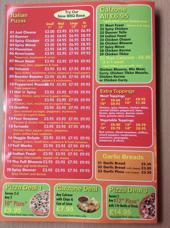 Carta del restaurante Taj Mahal, Clydebank, 66 Dumbarton Rd