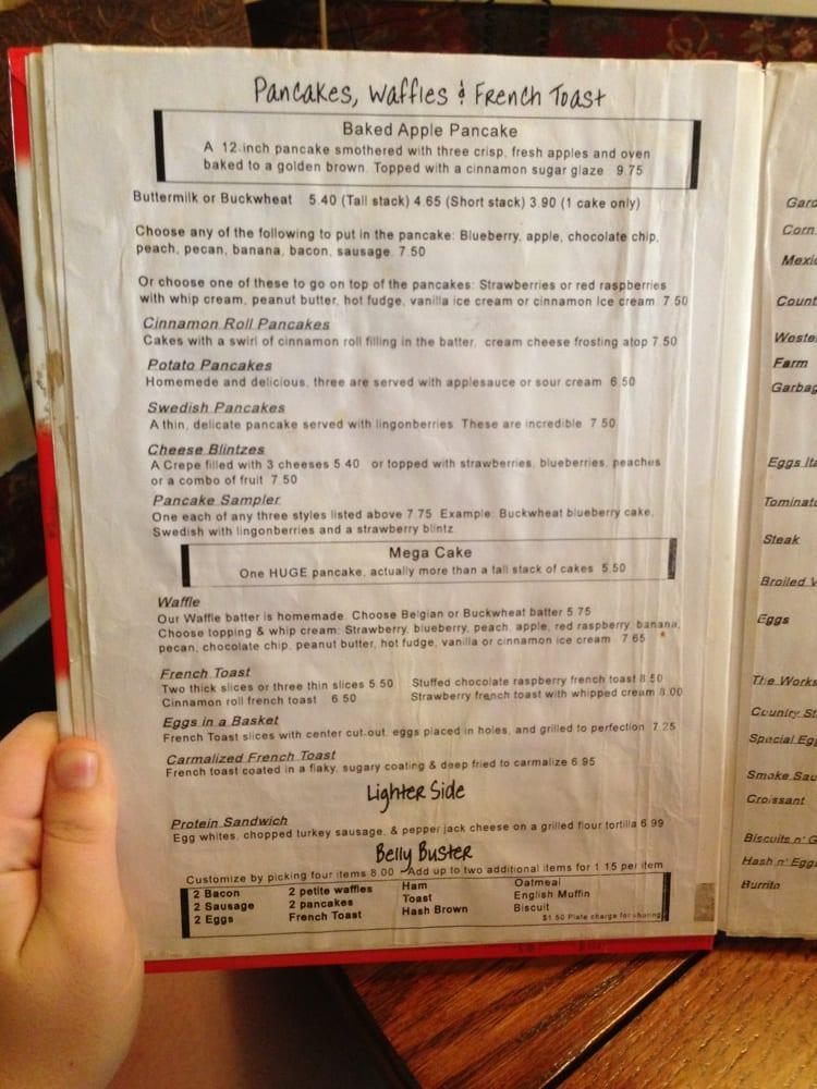 Menu at Windhill Pancake Parlor restaurant, McHenry