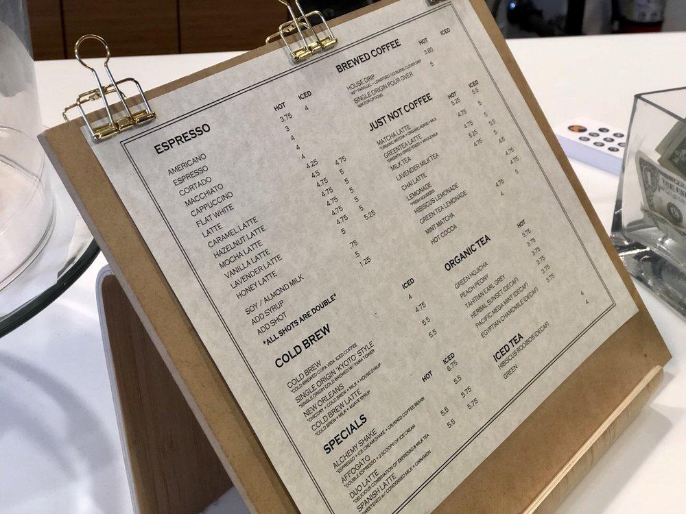 Menu at Enchanted Coffee Bar, La Mirada