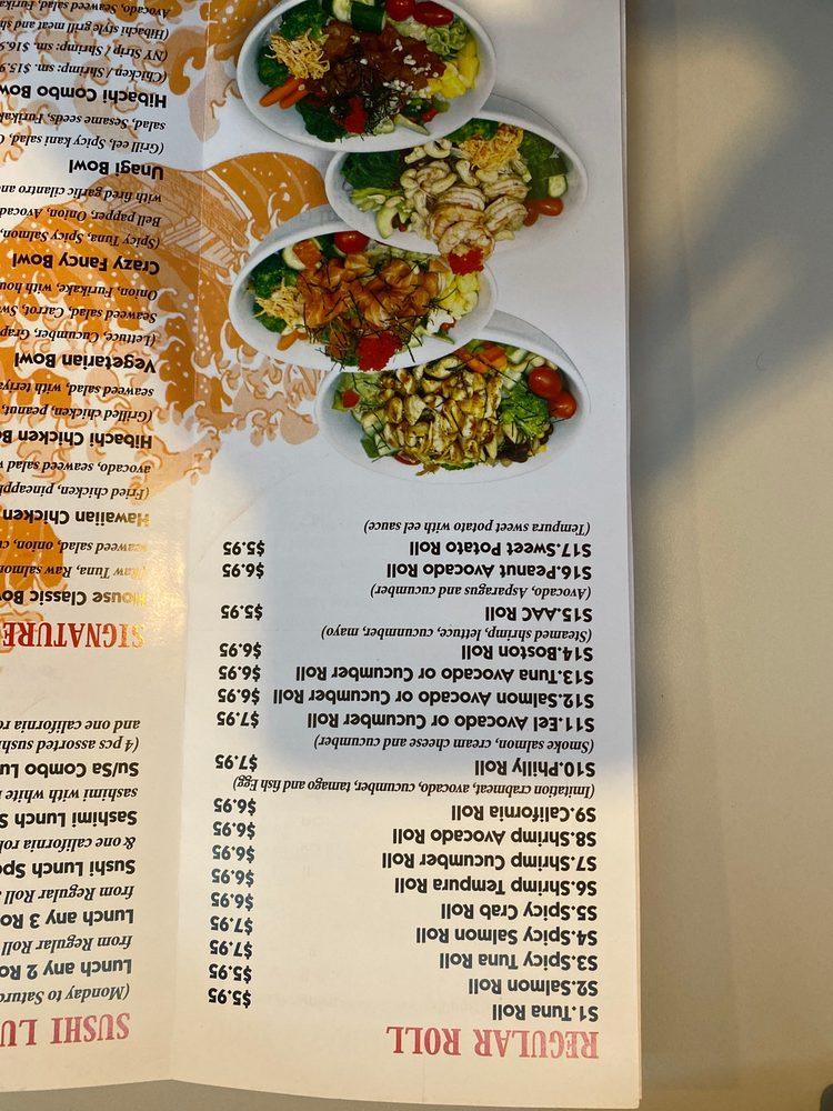 Menu at Fancy bowl restaurant, Sioux Falls