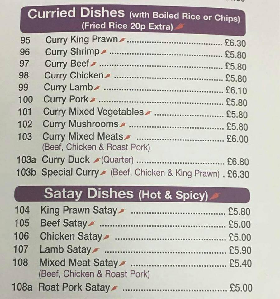 Menu at Hoi Shan fast food, Newton Abbot