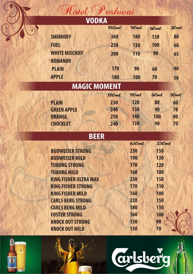 Menu at Hotel Peshwai Garden, Pune