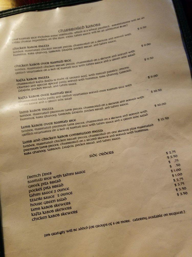 Menu at Riyadh's Lebanese Restaurant, Portland