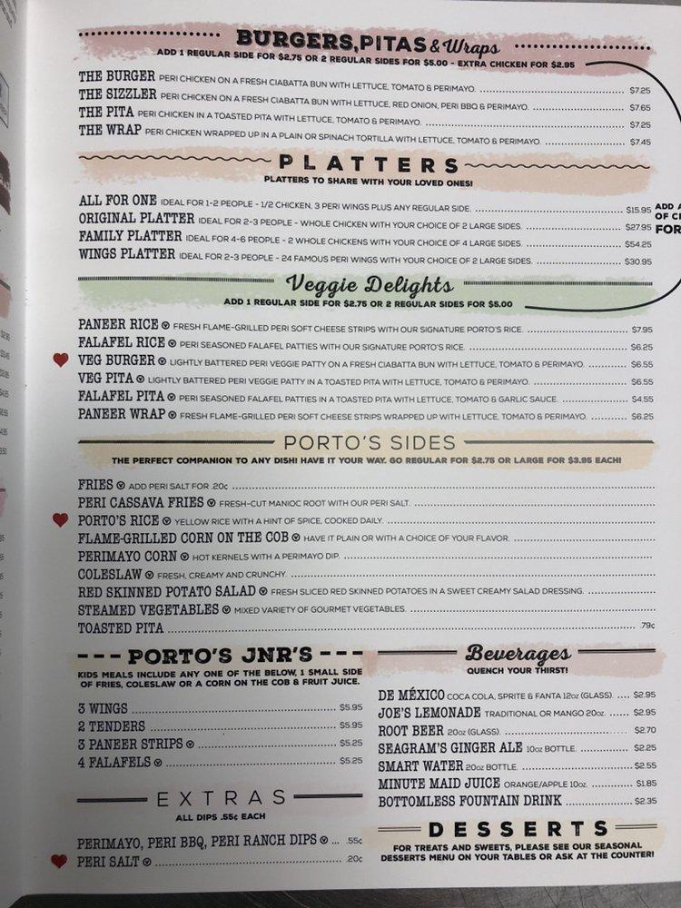 Menu at The Port of Peri Peri restaurant, Buffalo Grove