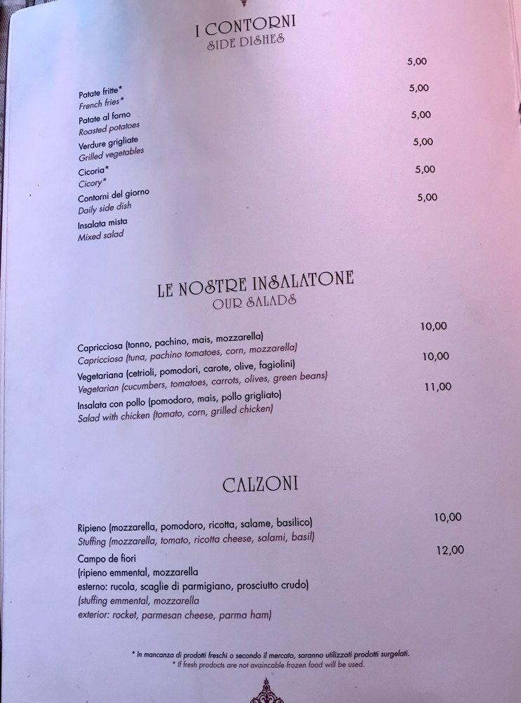 Menu da Forno Campo de' Fiori Roma pizzeria, Roma