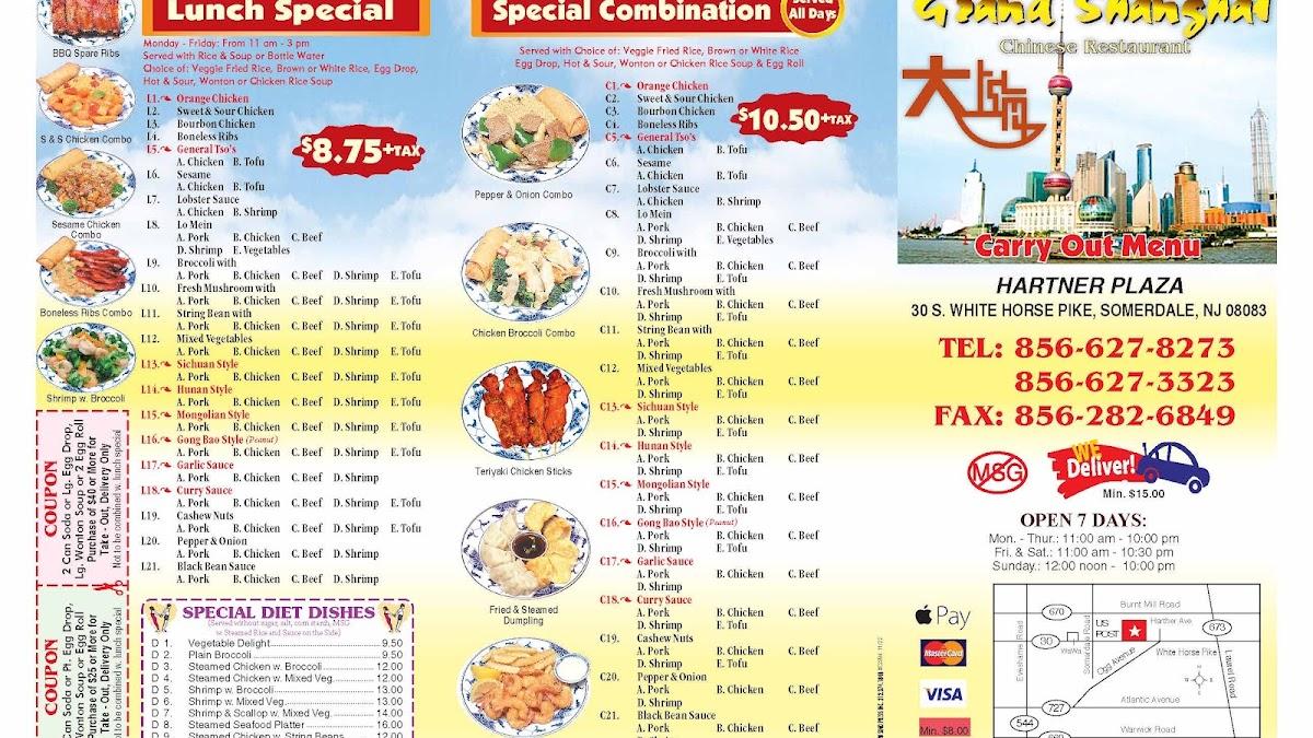 Menu at Grand Shanghai restaurant, Somerdale