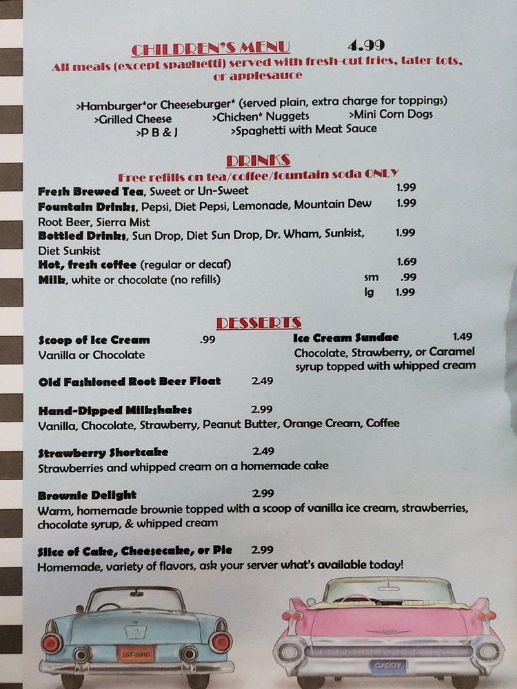 Menu at Our Place Diner restaurant, Fayetteville, 5 W Prospect Rd