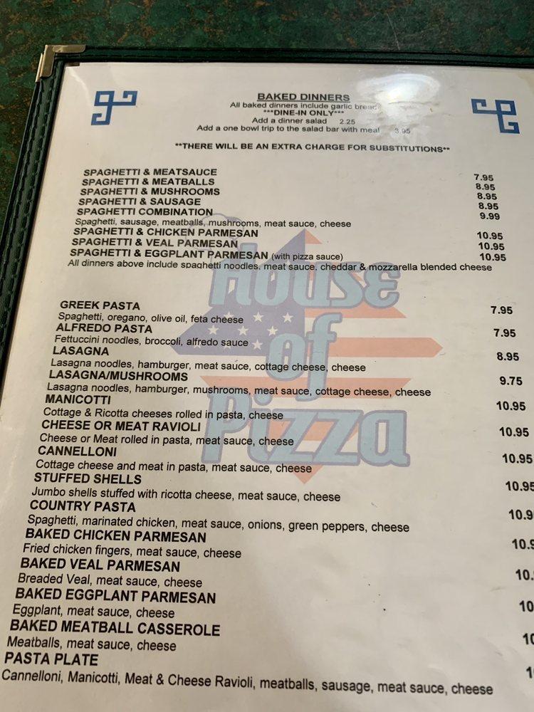 Menu at South Congaree House of Pizza pizzeria, South Congaree