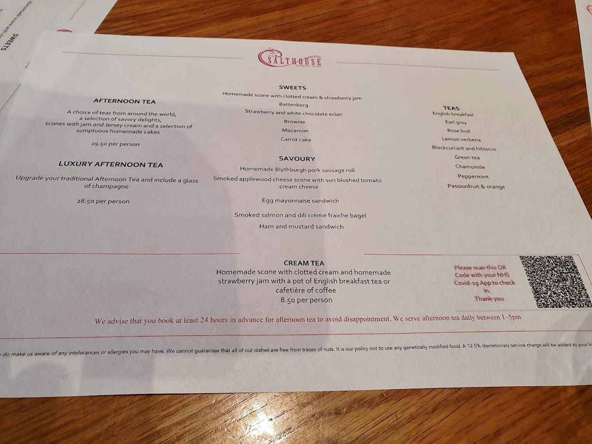 Menu at The Eaterie @ the Salthouse Harbour Hotel restaurant, Ipswich