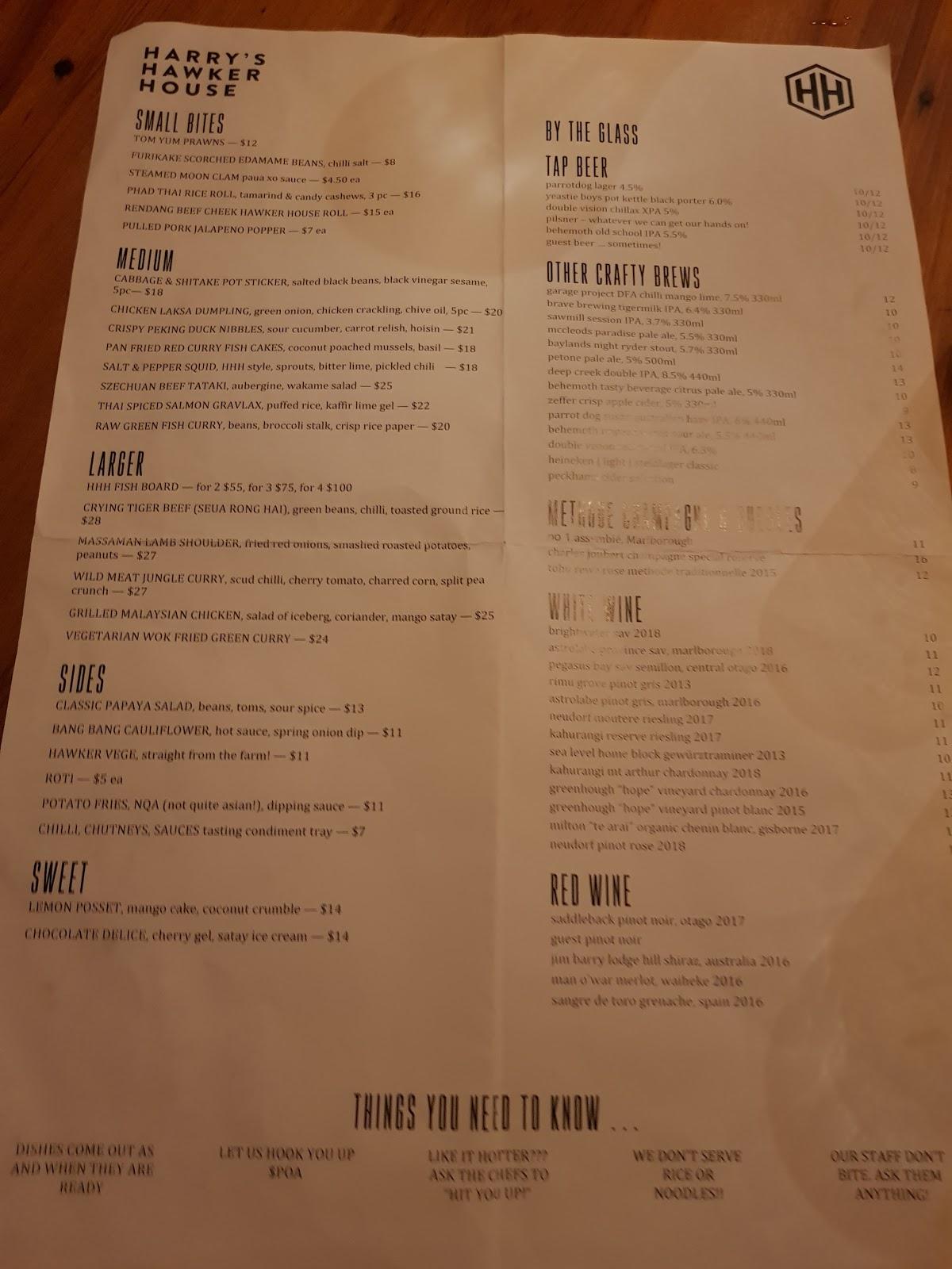 Menu at Hawker House pub & bar, Nelson