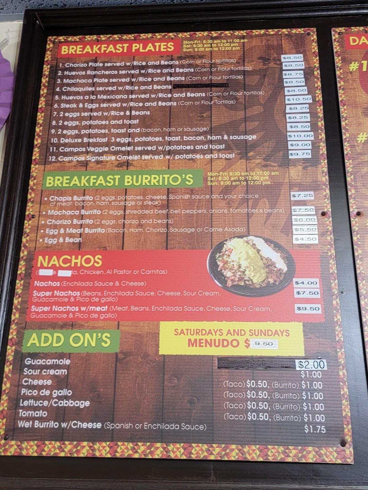 Carta del restaurante Horchata Mexican Food, Culver City