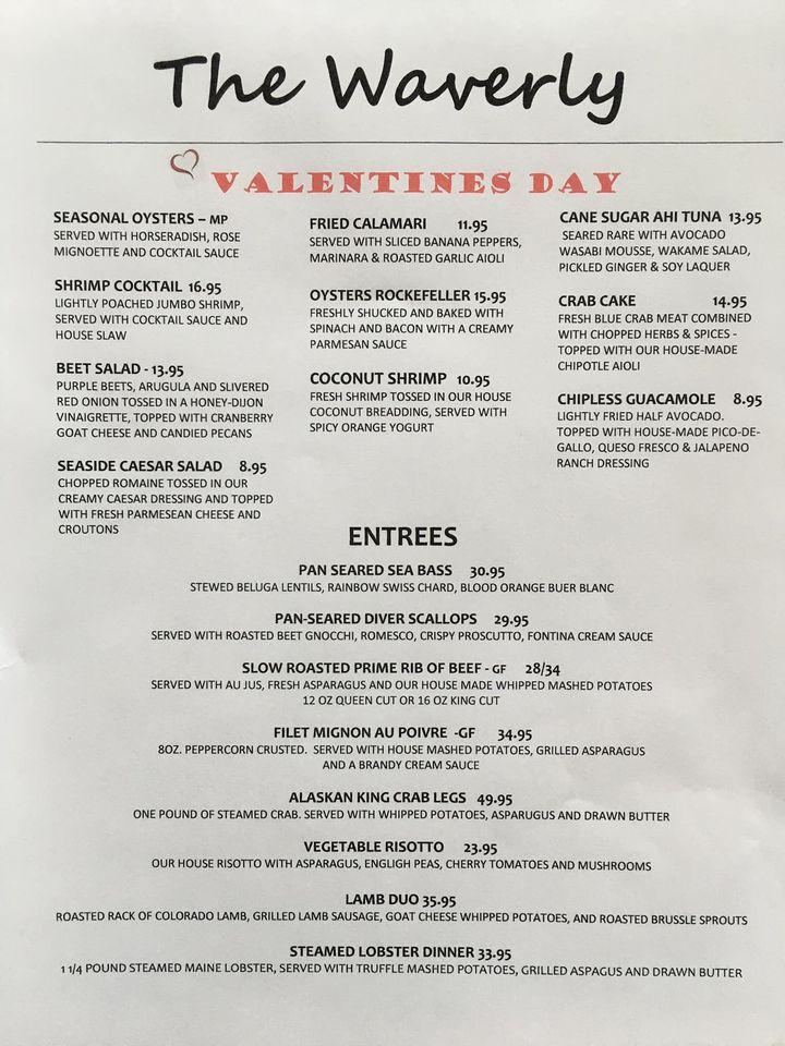 Menu at The Waverly Restaurant & Bar, Englewood