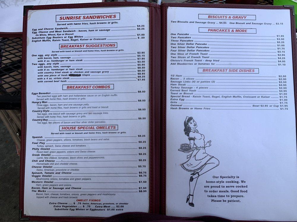 Menu at Christo's Café cafe, Orlando, Edgewater Dr