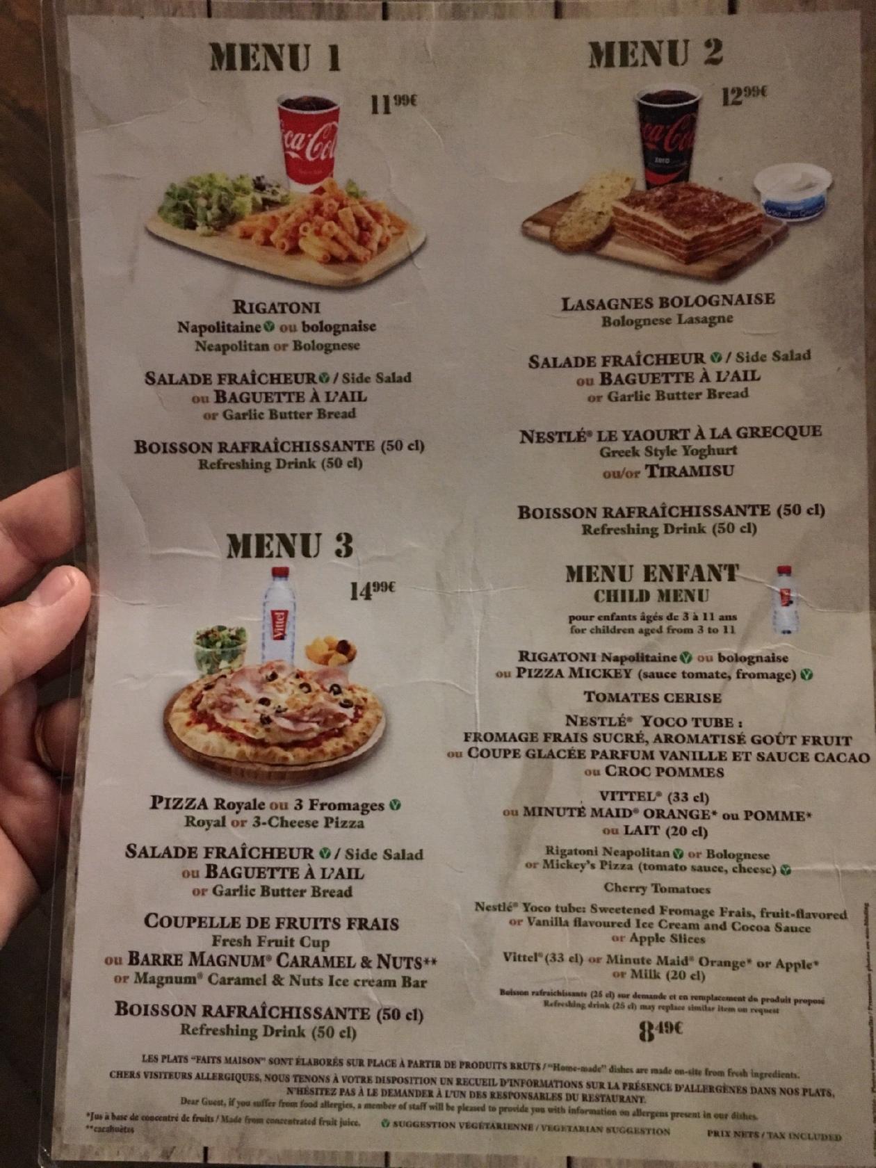 Menu at Colonel Hathi's Pizza Outpost restaurant, Chessy