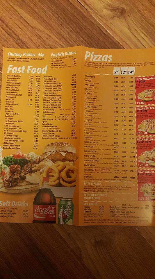 Menu at Curry Cottage restaurant, Peterborough