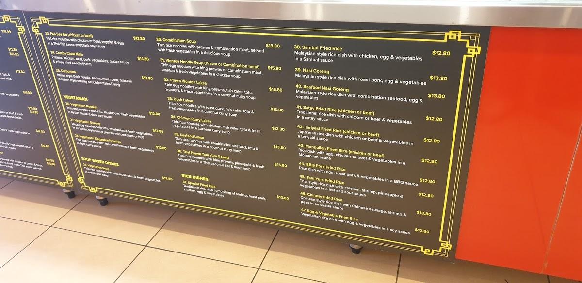 Menu at Dancing Noodle restaurant, Forbes