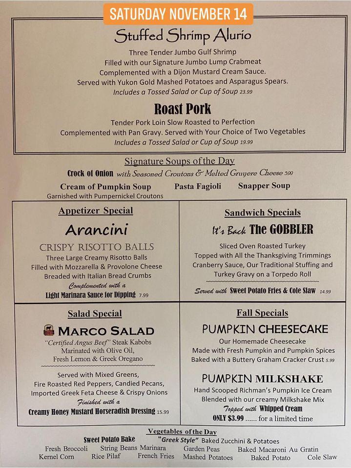 Menu at Ponzio's Diner-Bakery-Bar, Cherry Hill