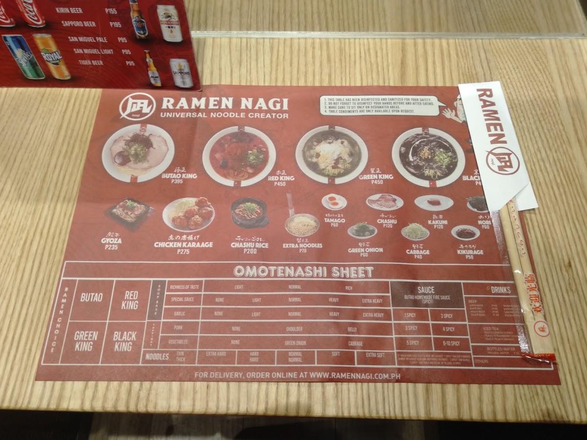 Menu at Ramen Nagi - SM Megamall restaurant, Mandaluyong, 3rd Level