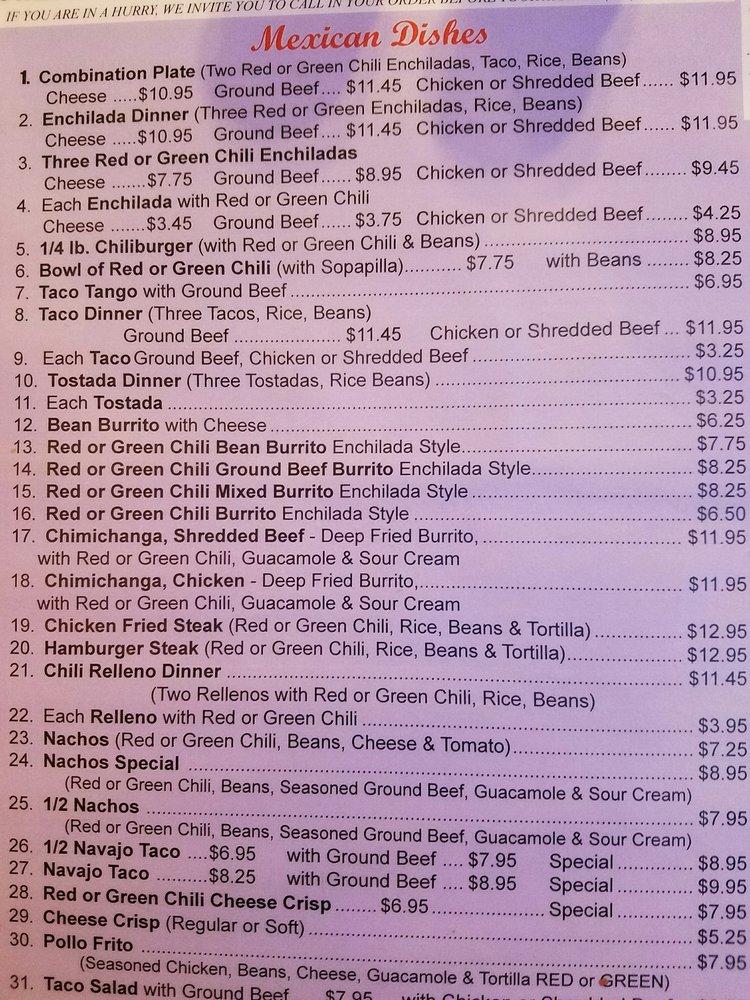 Menu at Romo's Restaurant, Holbrook