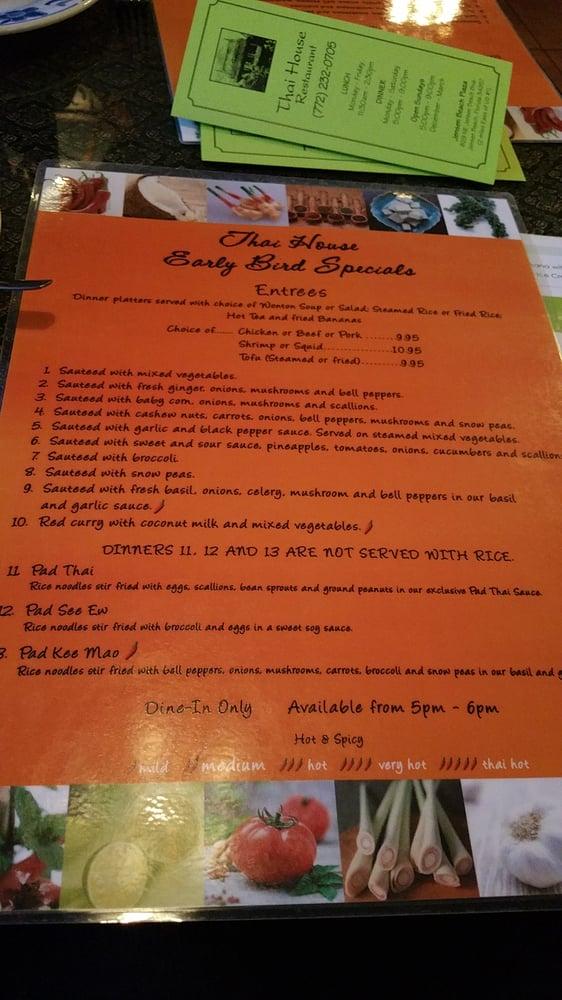 Menu at Thai House restaurant, Jensen Beach