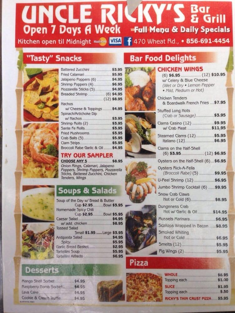 Carta de Uncle Ricky's Outdoor Bar, Vineland