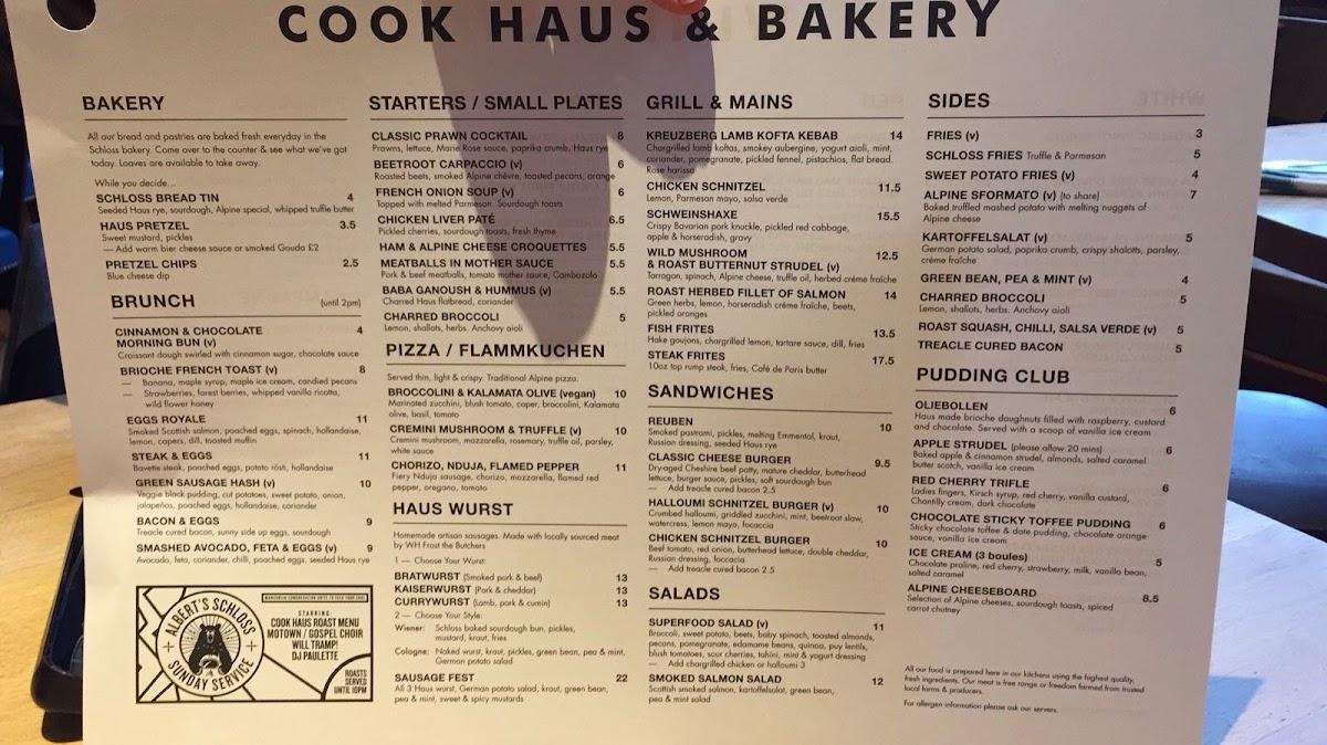 Menu at Albert's Schloss - Manchester pub & bar, Manchester