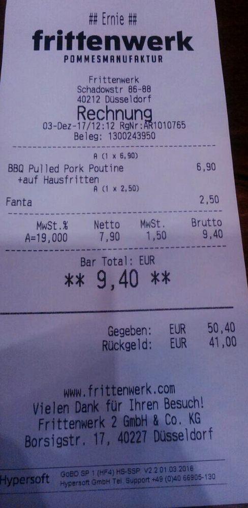 Speisekarte von Frittenwerk - Schadowstraße restaurant, Düsseldorf ...