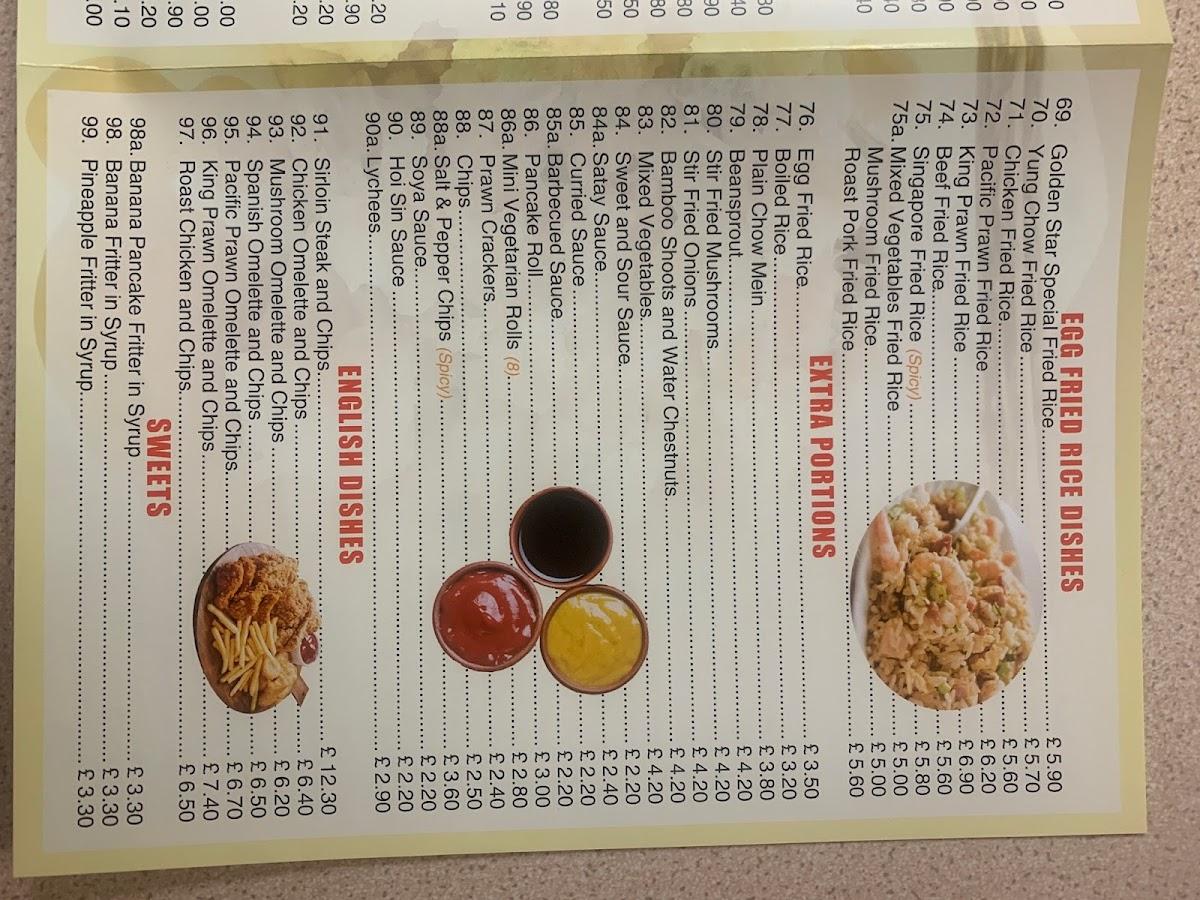 Menu at Golden Star Chinese Take Away fast food, Bedford