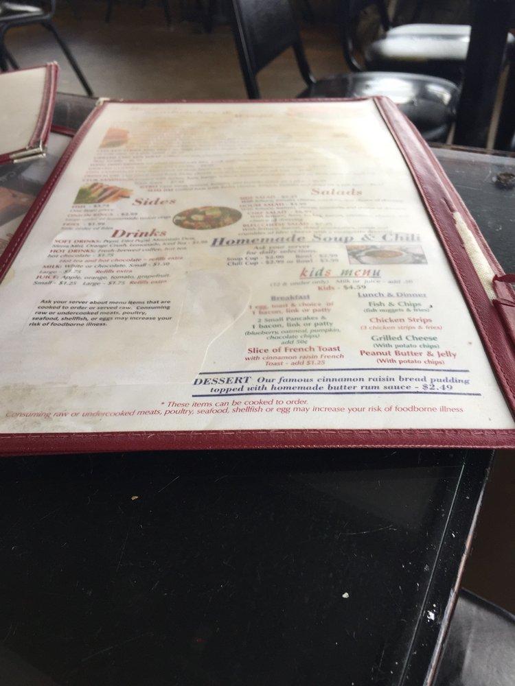 Menu at Lynn's on First cafe, Brighton