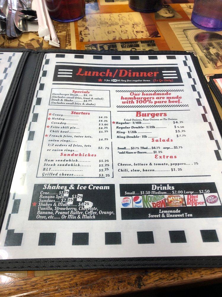 Menu at Sid's Diner restaurant, El Reno