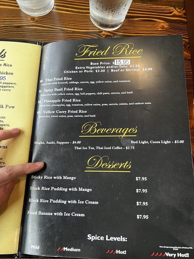 Menu at Suchada's Thai Cuisine LLC restaurant, Moscow