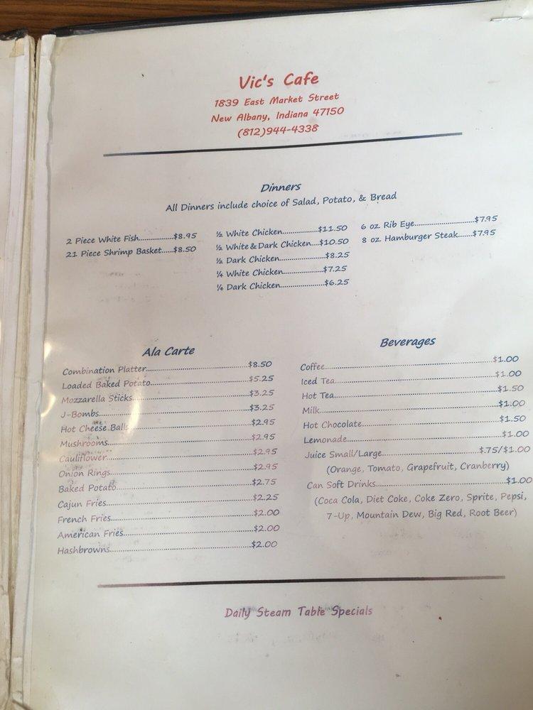 Menu at Vic's Cafe, New Albany