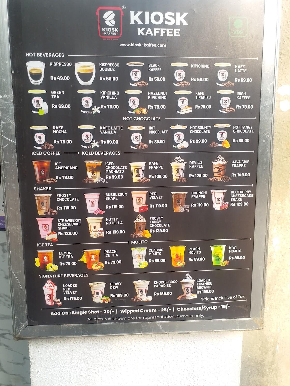 Menu at KIOSK KAFFEE, Pune, Lane No. 6