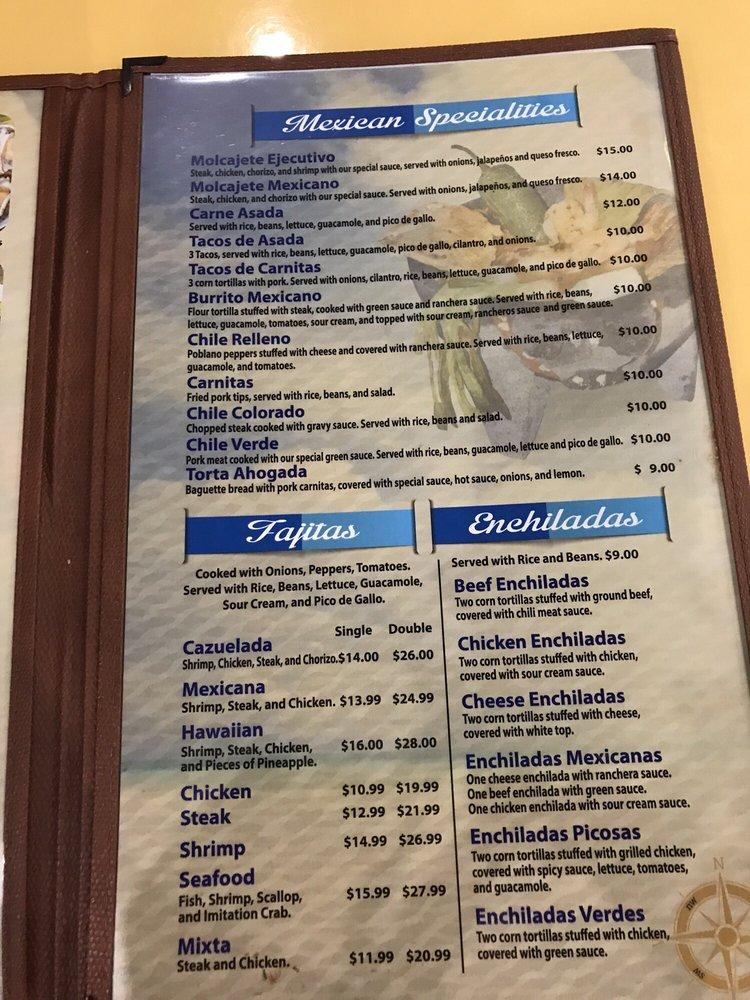 Menu at Mariscos Playa Azul restaurant, Springdale